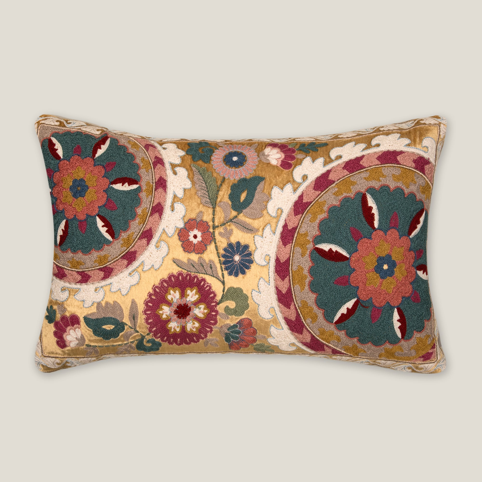 Uzbek Yellow Emb. Cushion Cover – Address Home