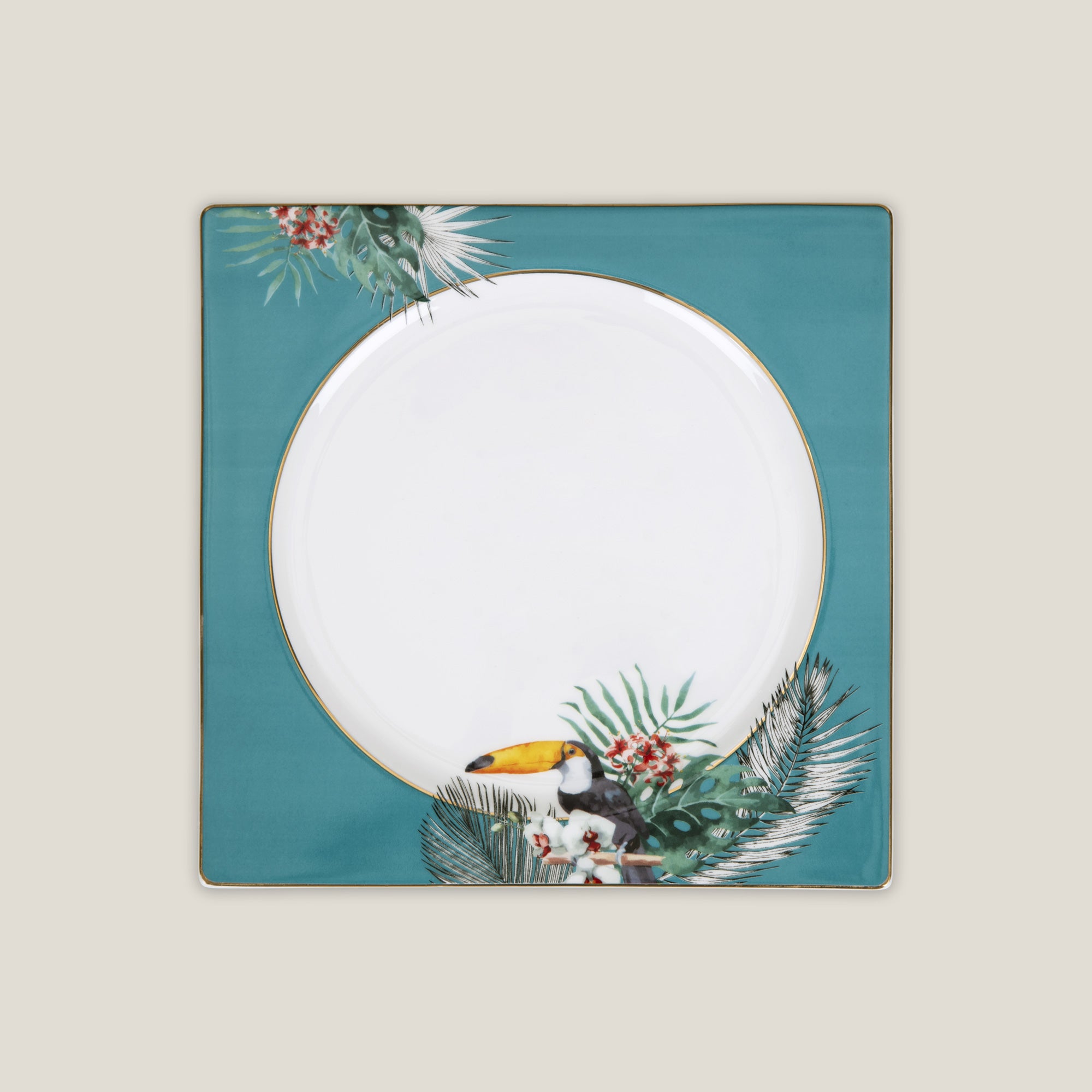 Buy Tahiti Teal Bone China Square Quarter Plate Set of 2 Online ...