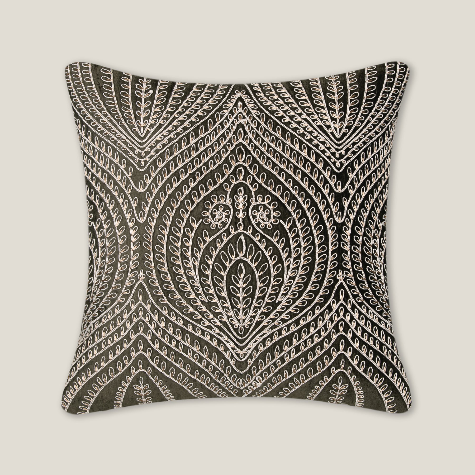 Buy Oakley Brown Emb. Velvet Cushion Cover Online – Address Home