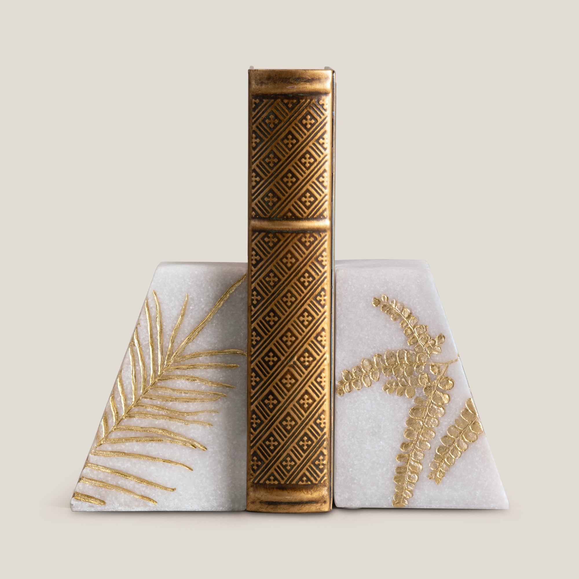 Buy Fern White & Gold Resin Bookend Online – Address Home