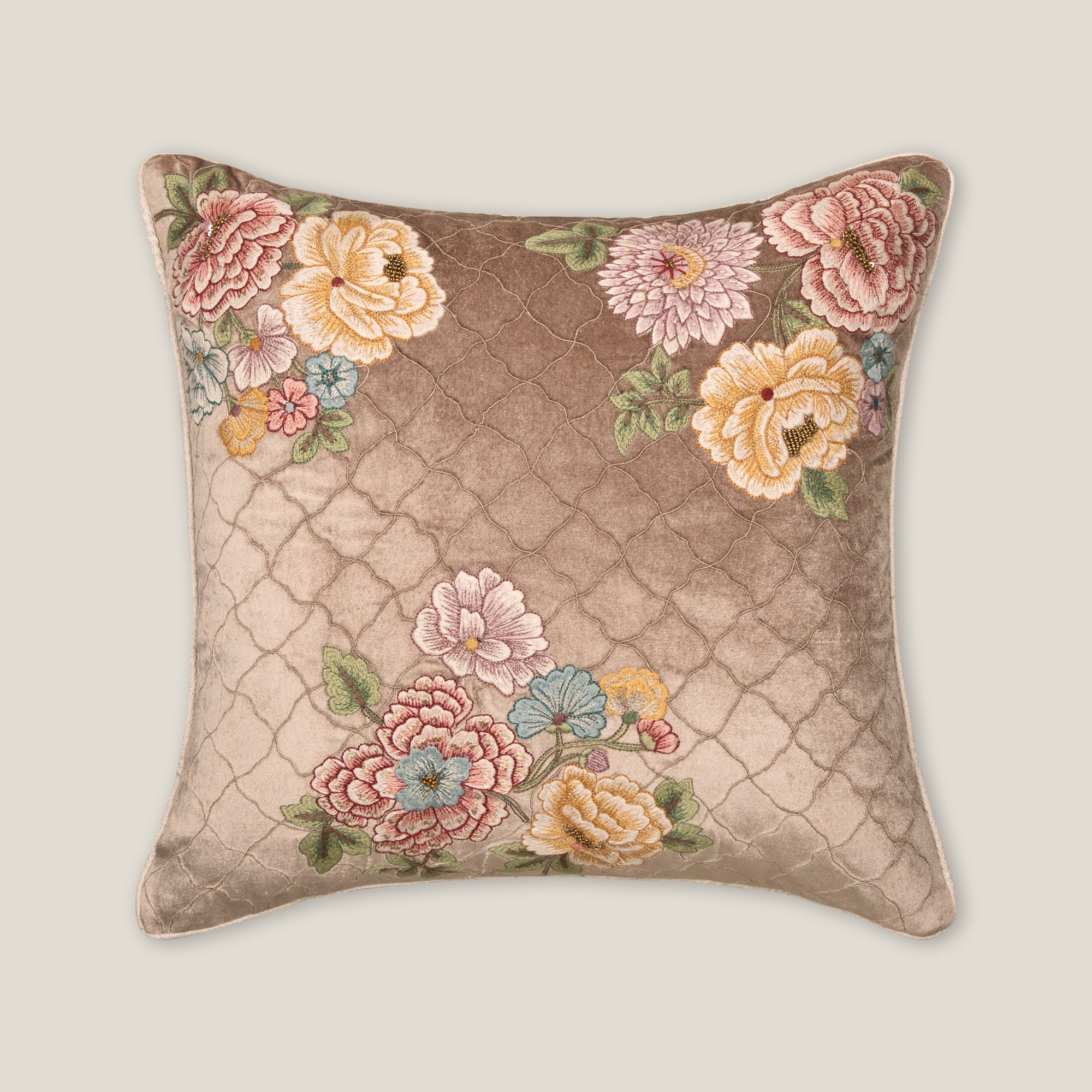Camellia Beige Emb. Cushion Cover – Address Home