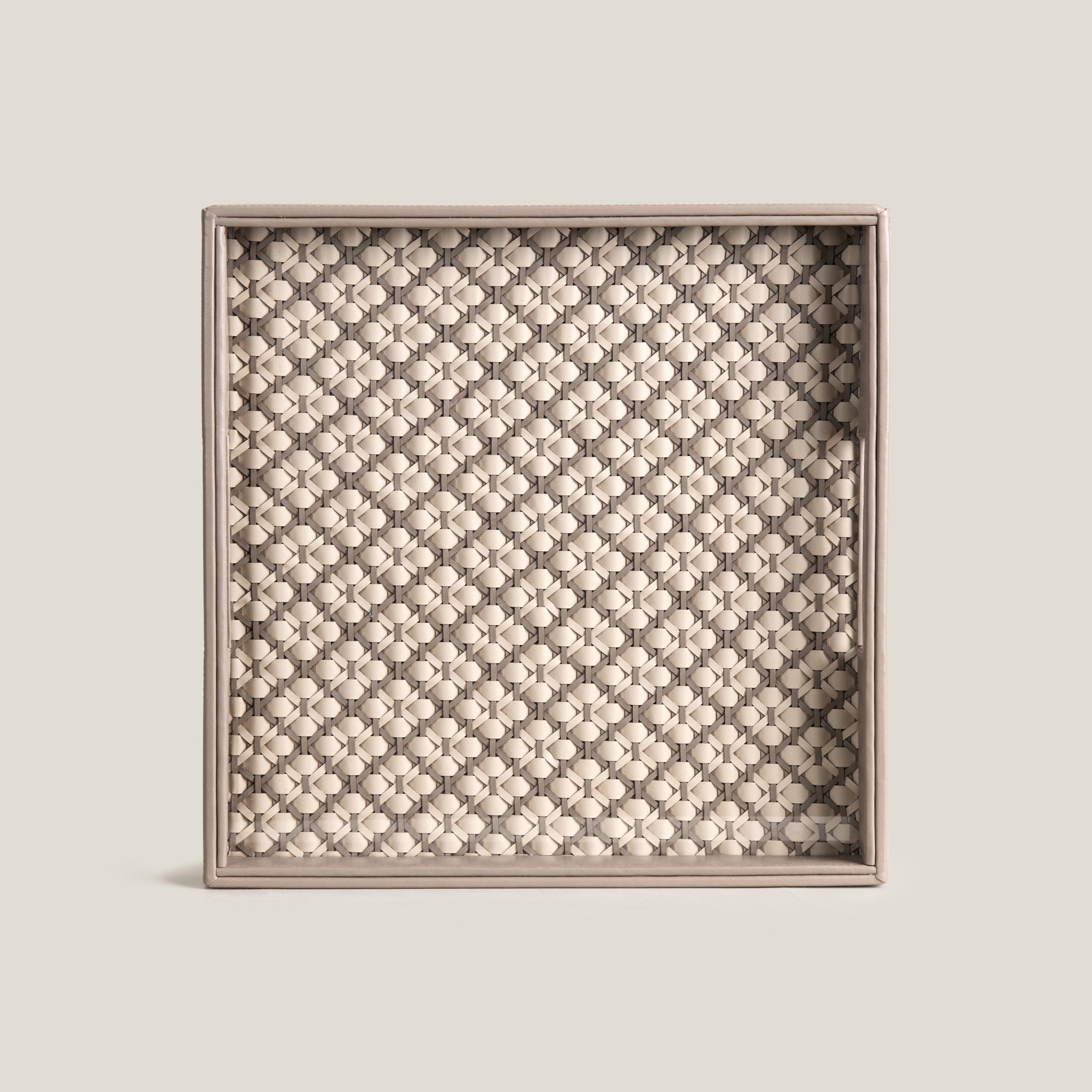 Lattice Beige & Grey Square Serving Tray – Address Home